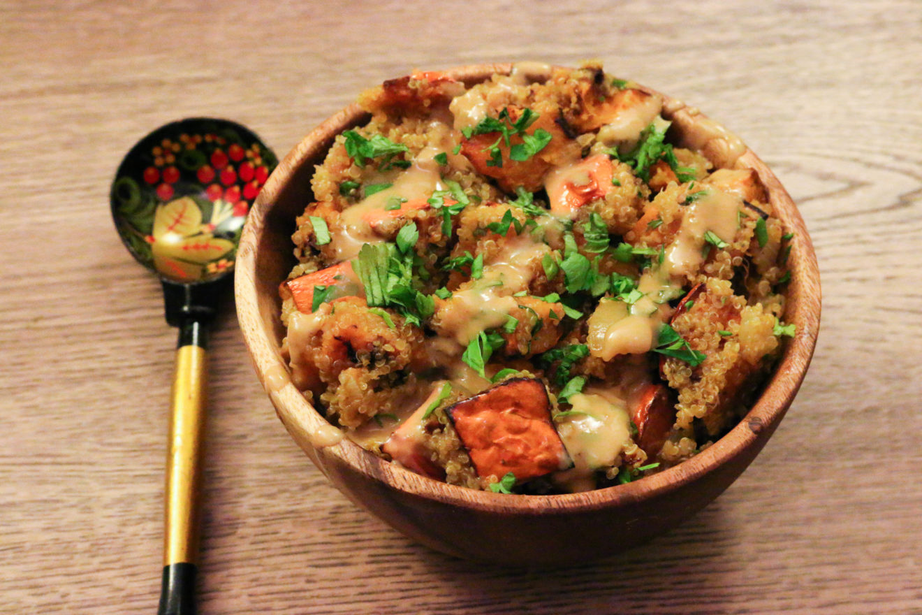 Quinoa au potimarron rôti et sauce miso - Rose Citron