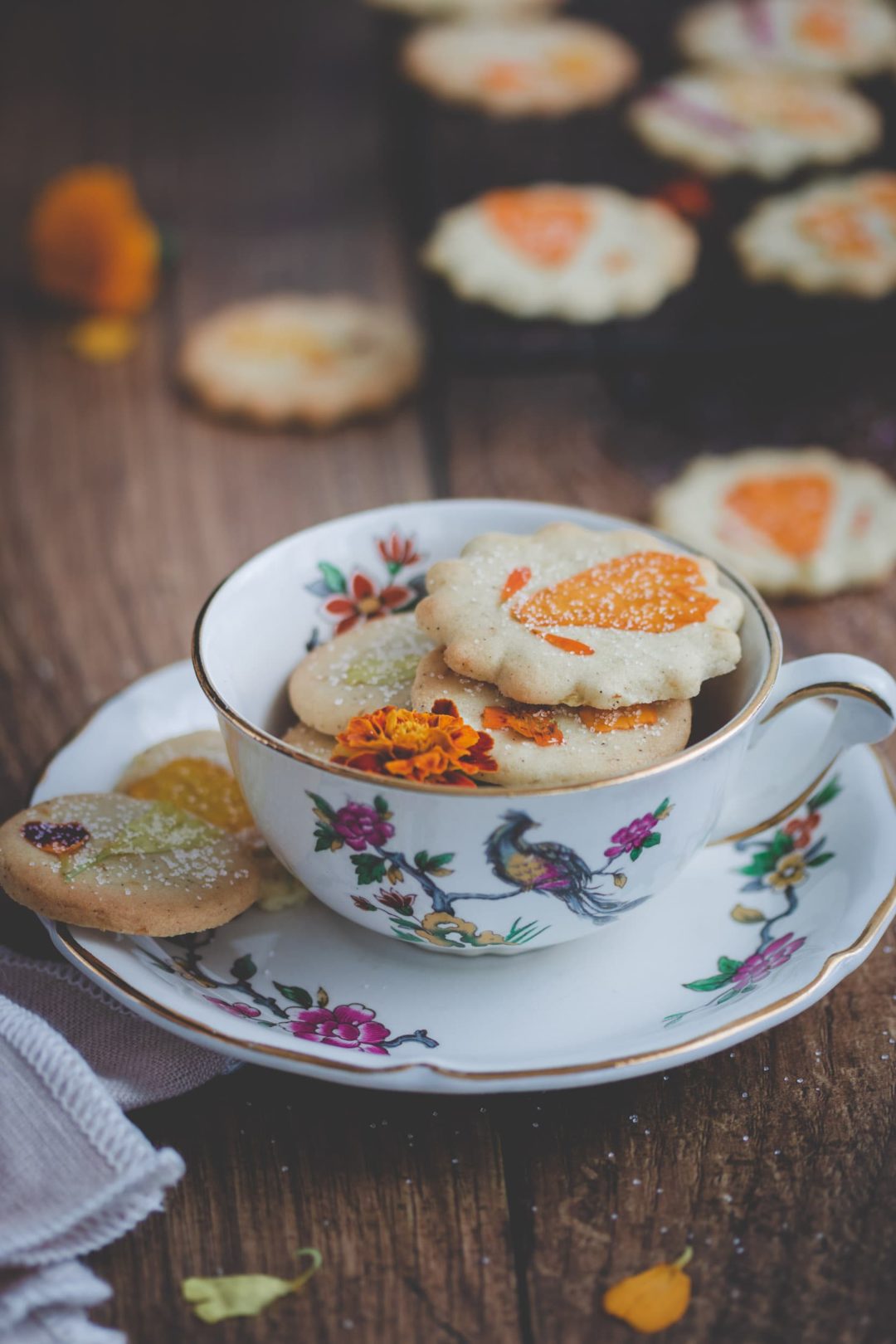 Sablés véganes aux fleurs comestibles - Rose Citron